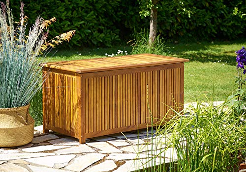 cucunu Outdoor Storage Box 65 Gallon Wooden Deck Boxes for Patio Garden Pool 46x20x24 Inch Waterproof Wood Chest Large Container