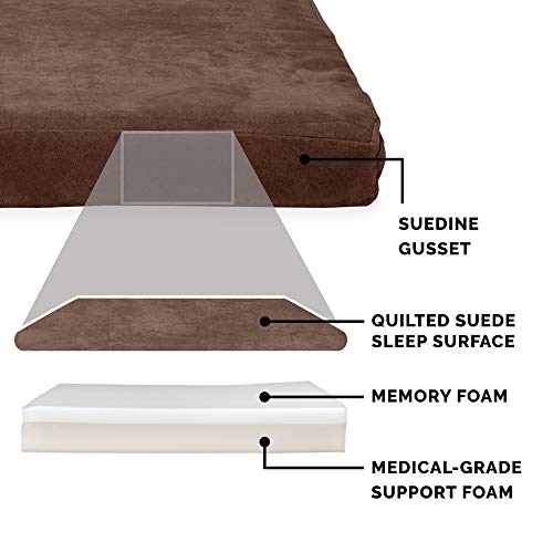 Furhaven XL Memory Foam Dog Bed Quilted Suede Mattress w/ Removable Washable Cover - Espresso, Jumbo (X-Large)