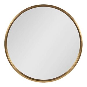 Kate and Laurel Travis Round Wood Wall Mirror, 31.5" Diameter, Gold, Modern Glam Wall Décor Accent