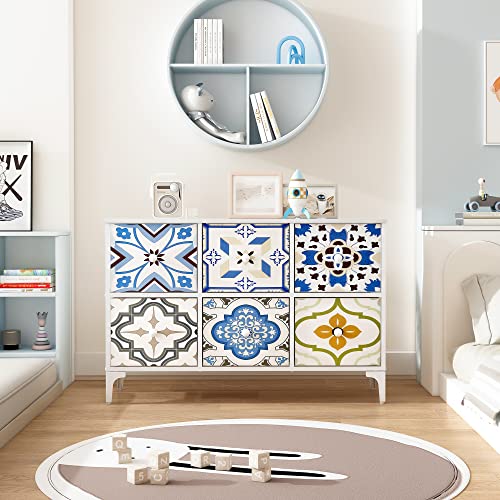 LYNCOHOME Dresser for Bedroom with 6 Drawers, White Dresser Storage Organizer, Chest of Drawers for Bedroom, Closet, Entryway, Living Room, Hallway, Nursery Room