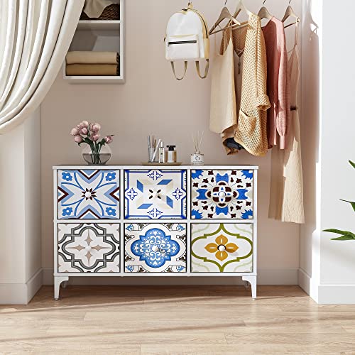 LYNCOHOME Dresser for Bedroom with 6 Drawers, White Dresser Storage Organizer, Chest of Drawers for Bedroom, Closet, Entryway, Living Room, Hallway, Nursery Room