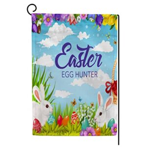 my little nest seasonal garden flag easter bunnies egg hunting double sided vertical garden flags for home yard holiday flag outdoor decoration farmhouse banner 28″x40″