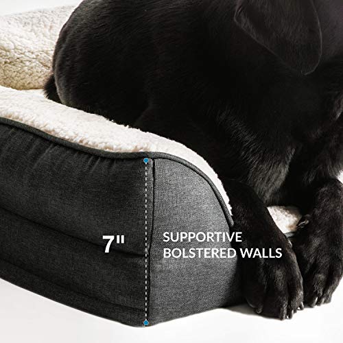 Bedsure Orthopedic Memory Foam Dog Bed for Medium Dogs - Waterproof Dog Beds Medium Washable Pet Sofa Beds with Removable Cover & Waterproof Liner, 7 inches Height Couch for Medium Dogs up to 50 lbs