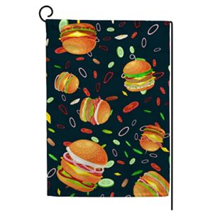 my little nest seasonal garden flag cartoon tasty burger double sided vertical garden flags for home yard holiday flag outdoor decoration farmhouse banner 28″x40″