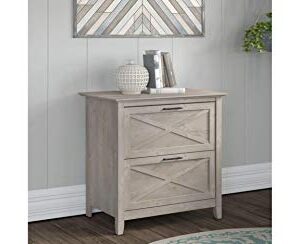 Bush Furniture Key West 2 Drawer Lateral File Cabinet in Washed Gray