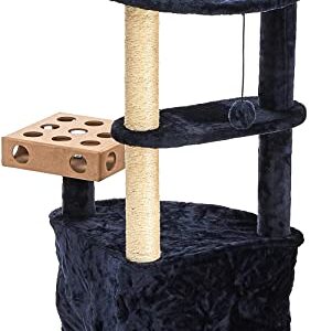 Furhaven Pet Furniture for Cats and Kittens - Tiger Tough Cat Tree Tower Interactive Playground with Toys and Condo, Home Base Playground, Blue