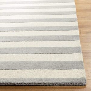 SAFAVIEH Cambridge Collection 10' x 14' Grey/Ivory CAM154A Handmade Stripe Premium Wool Area Rug