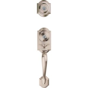 kwikset 553mnh lip 15 smt rcal 95530-021 montara single cylinder exterior only handleset featuring smartkey in satin nickel