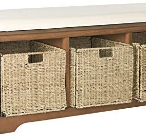 Safavieh American Homes Collection Lonan Grey and White Wicker Storage Bench, 0, Brown