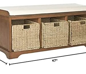 Safavieh American Homes Collection Lonan Grey and White Wicker Storage Bench, 0, Brown