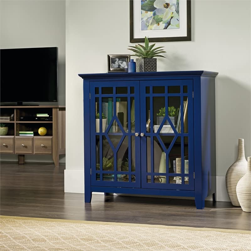 Sauder Shoal Creek Display Cabinet, Indigo Blue finish