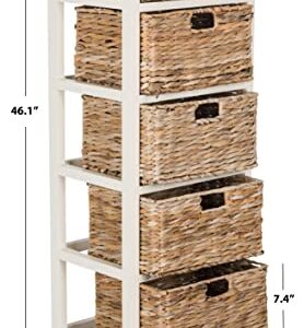 SAFAVIEH Home Collection Vedette Distressed White 5-Drawer Wicker Basket Storage Tower (Fully Assembled)