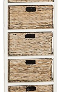 SAFAVIEH Home Collection Vedette Distressed White 5-Drawer Wicker Basket Storage Tower (Fully Assembled)