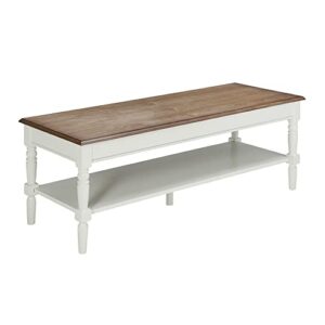 convenience concepts french country coffee table with shelf, driftwood/white