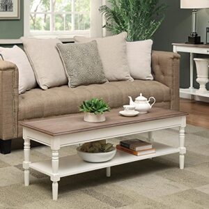 Convenience Concepts French Country Coffee Table with Shelf, Driftwood/White