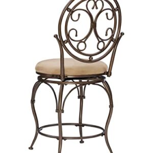 Powell Company Big and Tall Scroll Circle Back Powell Counter Stool, Height, Bronze/Beige