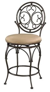 powell company big and tall scroll circle back powell counter stool, height, bronze/beige