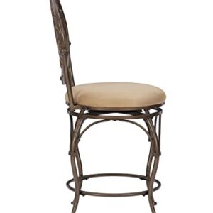 Powell Company Big and Tall Scroll Circle Back Powell Counter Stool, Height, Bronze/Beige