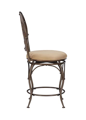 Powell Company Big and Tall Scroll Circle Back Powell Counter Stool, Height, Bronze/Beige