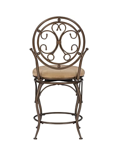 Powell Company Big and Tall Scroll Circle Back Powell Counter Stool, Height, Bronze/Beige