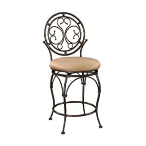 Powell Company Big and Tall Scroll Circle Back Powell Counter Stool, Height, Bronze/Beige