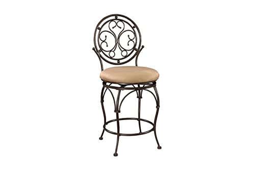 Powell Company Big and Tall Scroll Circle Back Powell Counter Stool, Height, Bronze/Beige