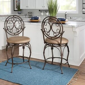 Powell Company Big and Tall Scroll Circle Back Powell Counter Stool, Height, Bronze/Beige