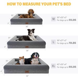 Hygge Hush Dog Beds for Extra Large Dogs, Orthopedic Large Dog Bed Memory Foam Soft Pet Sofa Waterproof Dog Bed Durable Pet Bed with Non-Skid Bottom and Washable Removable Cover Dog Bed for Crate