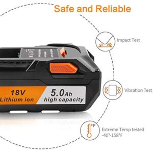 R840087 18V 5000mAh Lithium Battery Replacement for RIDGID 18V R840083, R840085, R840086, R840087, R840089, AC840085, AC840086, AC840087P, AC840089 Series Cordless Power Tool (2 Packs)