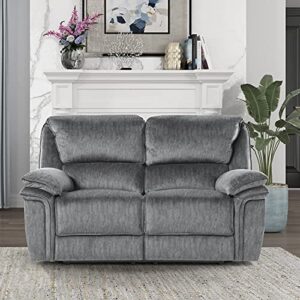 lexicon braddock wall-hugger manual double reclining loveseat, gray