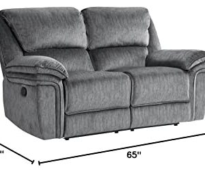 Lexicon Braddock Wall-Hugger Manual Double Reclining Loveseat, Gray