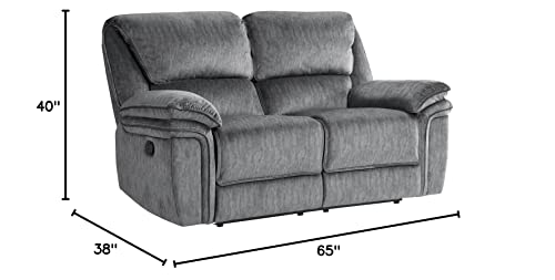 Lexicon Braddock Wall-Hugger Manual Double Reclining Loveseat, Gray