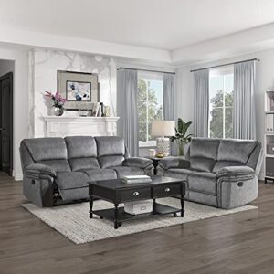 Lexicon Braddock Wall-Hugger Manual Double Reclining Loveseat, Gray