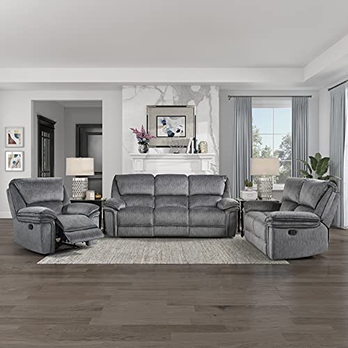 Lexicon Braddock Wall-Hugger Manual Double Reclining Loveseat, Gray