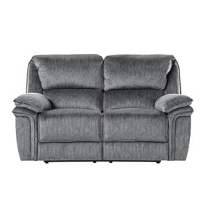 Lexicon Braddock Wall-Hugger Manual Double Reclining Loveseat, Gray