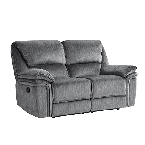 Lexicon Braddock Wall-Hugger Manual Double Reclining Loveseat, Gray