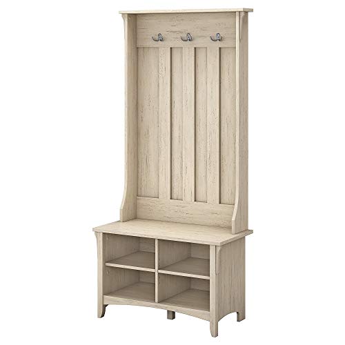 Bush Furniture Salinas Hall Tree with Storage Bench in Antique White