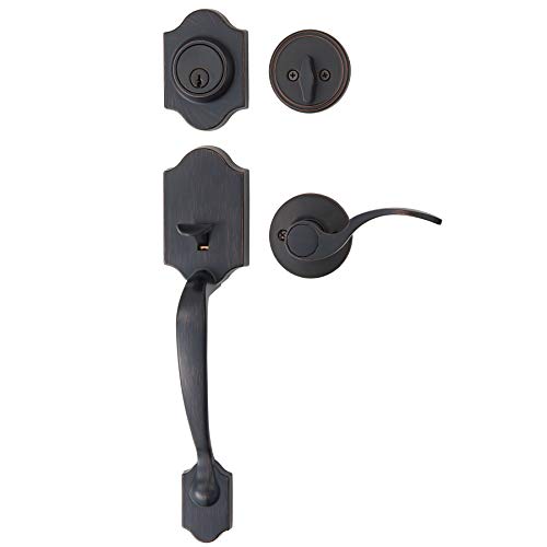 Amazon Basics Handleset with Shelby Lever - Single Cylinder - Oil Rubbed Bronze