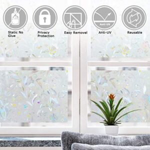 LEMON CLOUD Window Film, Decorative Window Privacy Film, 3D Stained Glass Window Sticker,Anti-UV Sun Blocker Heat Control for Home(Rainbow Tulip Design,17.5 x 78.7 inches )