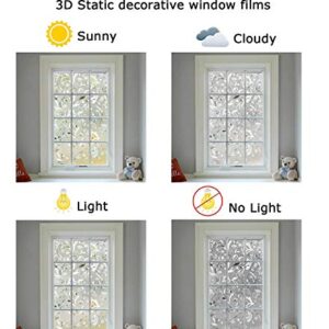 LEMON CLOUD Window Film, Decorative Window Privacy Film, 3D Stained Glass Window Sticker,Anti-UV Sun Blocker Heat Control for Home(Rainbow Tulip Design,17.5 x 78.7 inches )