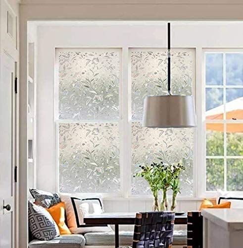 LEMON CLOUD Window Film, Decorative Window Privacy Film, 3D Stained Glass Window Sticker,Anti-UV Sun Blocker Heat Control for Home(Rainbow Tulip Design,17.5 x 78.7 inches )