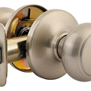 Kwikset 92001-571 Cove Door Knob with Traditional Round Shape for Inside Home Hallway or Closets Passage In Satin Nickel