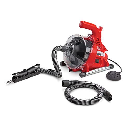 RIDGID PowerClear 120-Volt Drain Cleaning Machine Kit for Tubs, Showers, and Sinks,Red