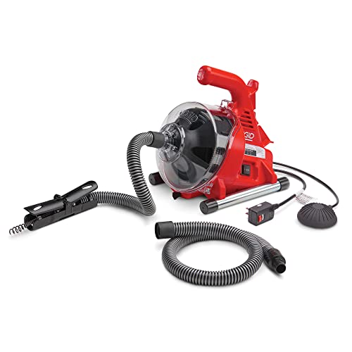 RIDGID PowerClear 120-Volt Drain Cleaning Machine Kit for Tubs, Showers, and Sinks,Red