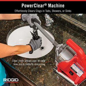 RIDGID PowerClear 120-Volt Drain Cleaning Machine Kit for Tubs, Showers, and Sinks,Red