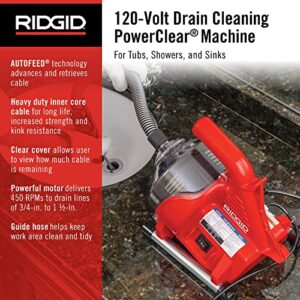 RIDGID PowerClear 120-Volt Drain Cleaning Machine Kit for Tubs, Showers, and Sinks,Red