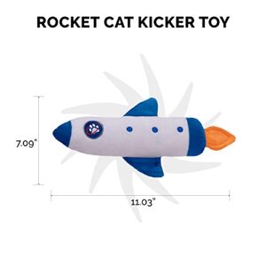 Furhaven Catnip Rocket Kicker Plush Cat Toy, Refillable - White/Blue, One Size