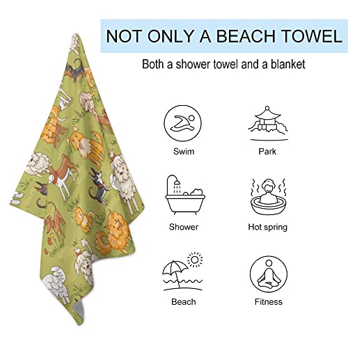 My Little Nest Bath Towels Quick Dry Bathroom Towels Cute Dogs Animals Absorbent Shower Towels Soft Hand Towel Wash Cloths for Spa Pool Hotel Gym 31" x 51"