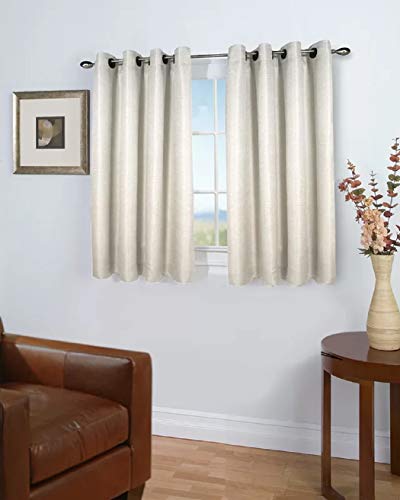 Beachcrest Home Gleason Short 45 Inch Solid Room Darkening Grommet Single Curtain Panel in Parchment