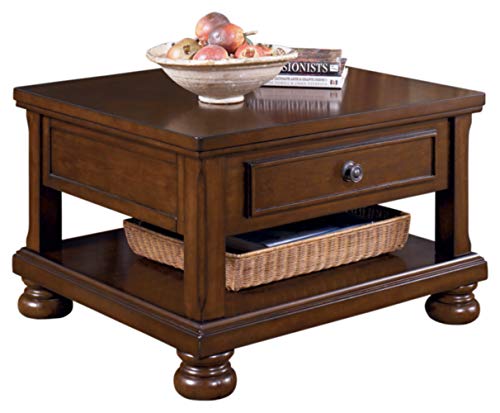 Signature Design by Ashley Porter Traditional Hand-Finished Lift Top Coffee Table, Dark Brown